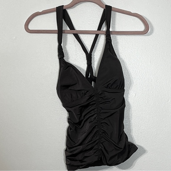 Athleta | Swim | Athleta Gray Ruched Aqualuxe Tankini Bathing Suit Top ...